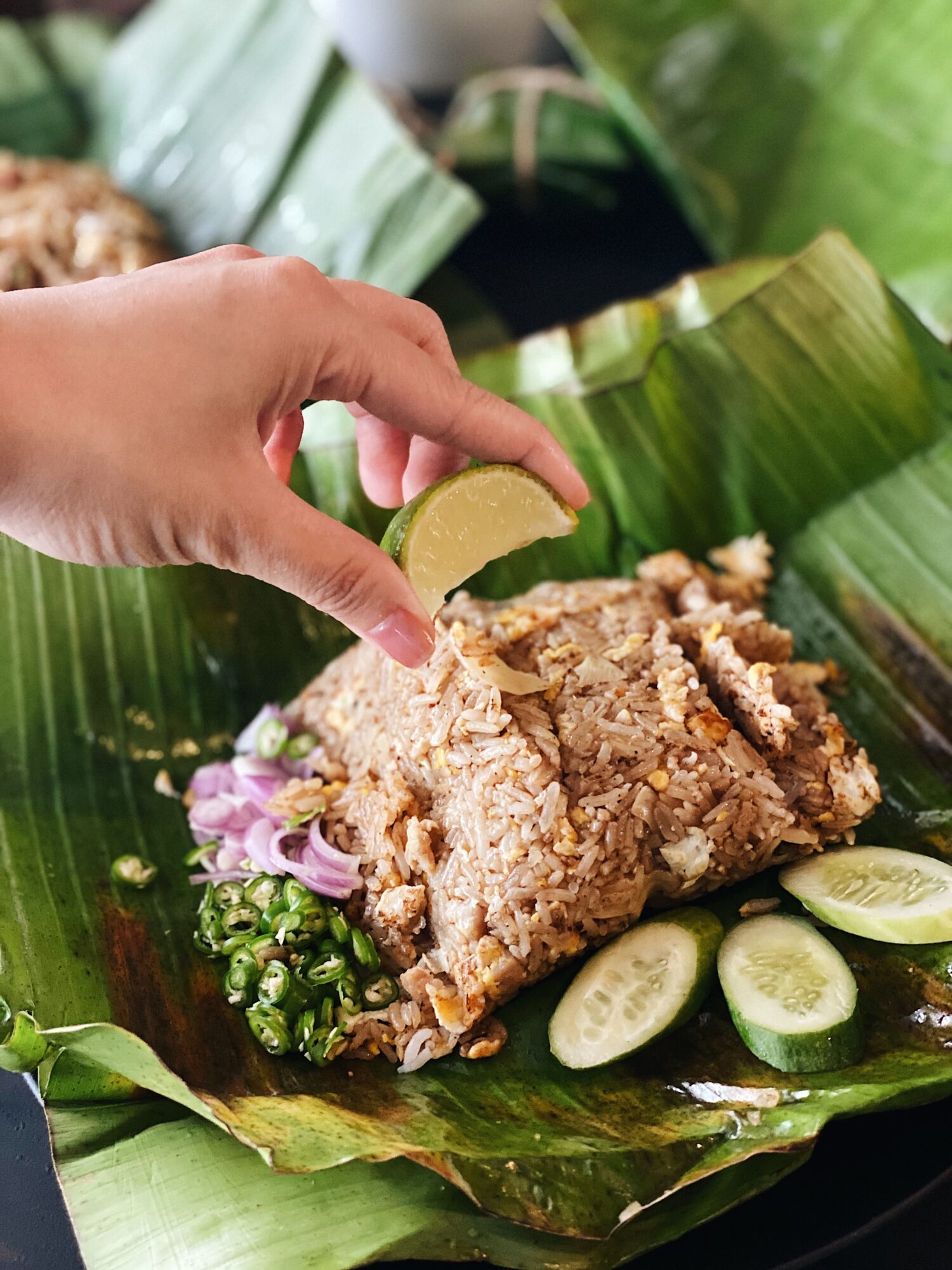 Pimped-up Thai Fried Rice in Old Skool Banana Leaf Wrap
